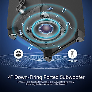 OROW(Upgrade S213) Bluetooth Computer Speakers,PC Speaker with Subwoofer,Front Knob 18W Wireless PC Speakers,Support AUX&Bluetooth Play,Great for Party/Game/TV (S213)