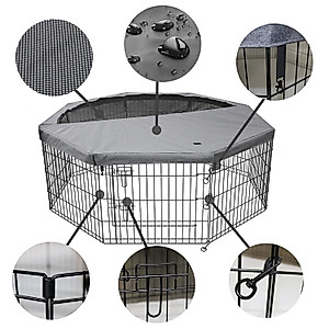 PETIME Foldable Metal Dog Exercise Pen/Pet Puppy Playpen Kennels Yard Fence Indoor/Outdoor 8 Panel 24" W x 24" H with Top Cover (with top Cover, 8 Panels 24" H)
