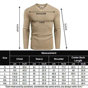 COOFANDY Men V Neck Dress Sweater Knit Long Sleeve Casual Slim Fit Pullover Sweater Khaki