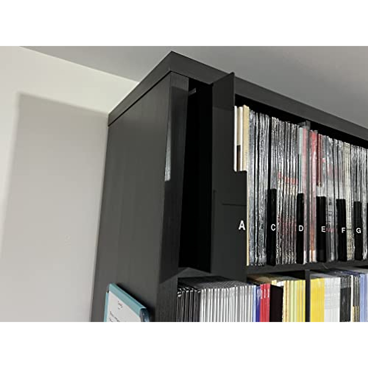 Acrylic [Do-it-Yourself] DIY Kit A to Z Piano Black High Gloss 2 mm Vertical Record Dividers [12-inch Tabbed 12in. Album Organizers A-Z Alphabetical Cards 33 RPM (15)