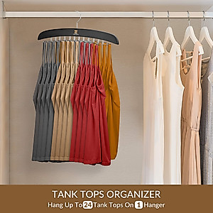 ZEDODIER Tank Top Hangers, 2 Pack Bra Organizer for Closet, 48 Storage Capacity, Non-Slip Hanging Tie Holder Closet Organizers and Storage for Camisoles Tank Tops Bras Ties Swimsuits, Black