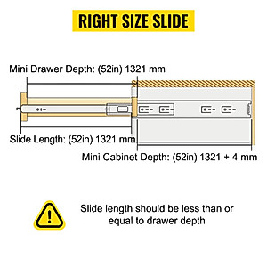 VEVOR Drawer Slides with Lock, 1 Pair 52 inch, Industrial Drawer Slides up to 500 lbs Capacity, 3-Fold Full Extension, Ball Bearing Lock-in & Lock-Out, Side Mount