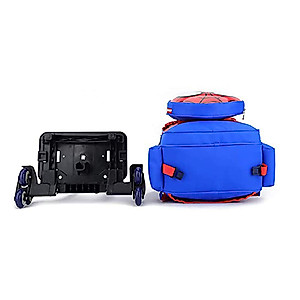CUSALBOY Six Wheels Trolley Suitcase School Bags For Boys Girls Oxford Vacation Rolling Backpack Kids Traveling Luggage (blue)
