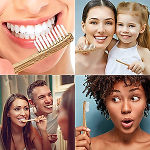 Bamboo Toothbrushes Medium Bristles 5-Pack – 4 White Wooden Toothbrushes, 1 Black Charcoal Toothbrush – Biodegradable Natural Eco Friendly