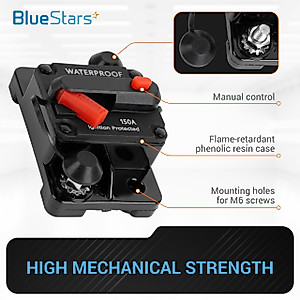 BlueStars 3 Packs 150Amp Circuit Breaker for Boats Cars Trolling Motors Marine Vehicles Winches ATV Electronic Battery System with Manual Reset, Water Proof, 12V-48V DC
