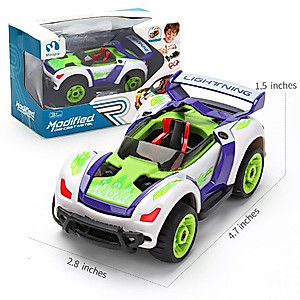 M MOOPAI Pull-Back Toy Cars Take Apart Race Car DIY Car Assembly Toy Tool Kit Build Your Own Car Educational Toy for Kids Boys & Girls Toys Aged 3+ (Purple Green)