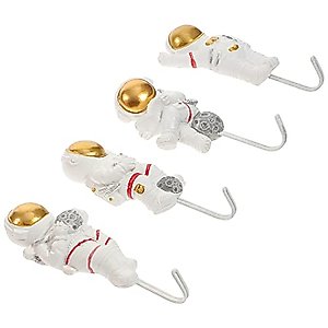 Beavorty Astronaut Wall Hanging Hook 4pcs Astronaut Hook Umbrella Holder Wall Hooks Wall Mounted Coat Hooks Key Rack Astronaut Wall Sculptures Kids Bathroom Accessories Wall Mount Storage Hanger