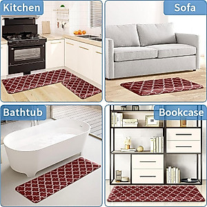 VRINO 0.75 InchThick Anti Fatigue Mats for Kitchen Floor ， Waterproof, Non Slip, Anti Fatigue Floor Mat ， for Kitchen, Office, Sink,Red-17.3×60""