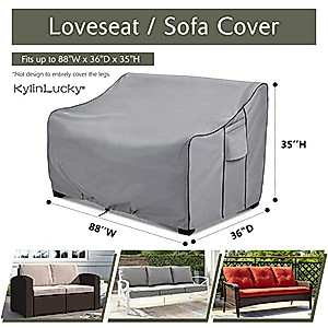 KylinLucky Patio Furniture Sofa Cover,Waterproof 2-Seater Patio Loveseat Cover, 600D Heavy Duty Oxford Waterproof Outdoor Sofa Cover,80" W x 33" D x 32" H inches Grey