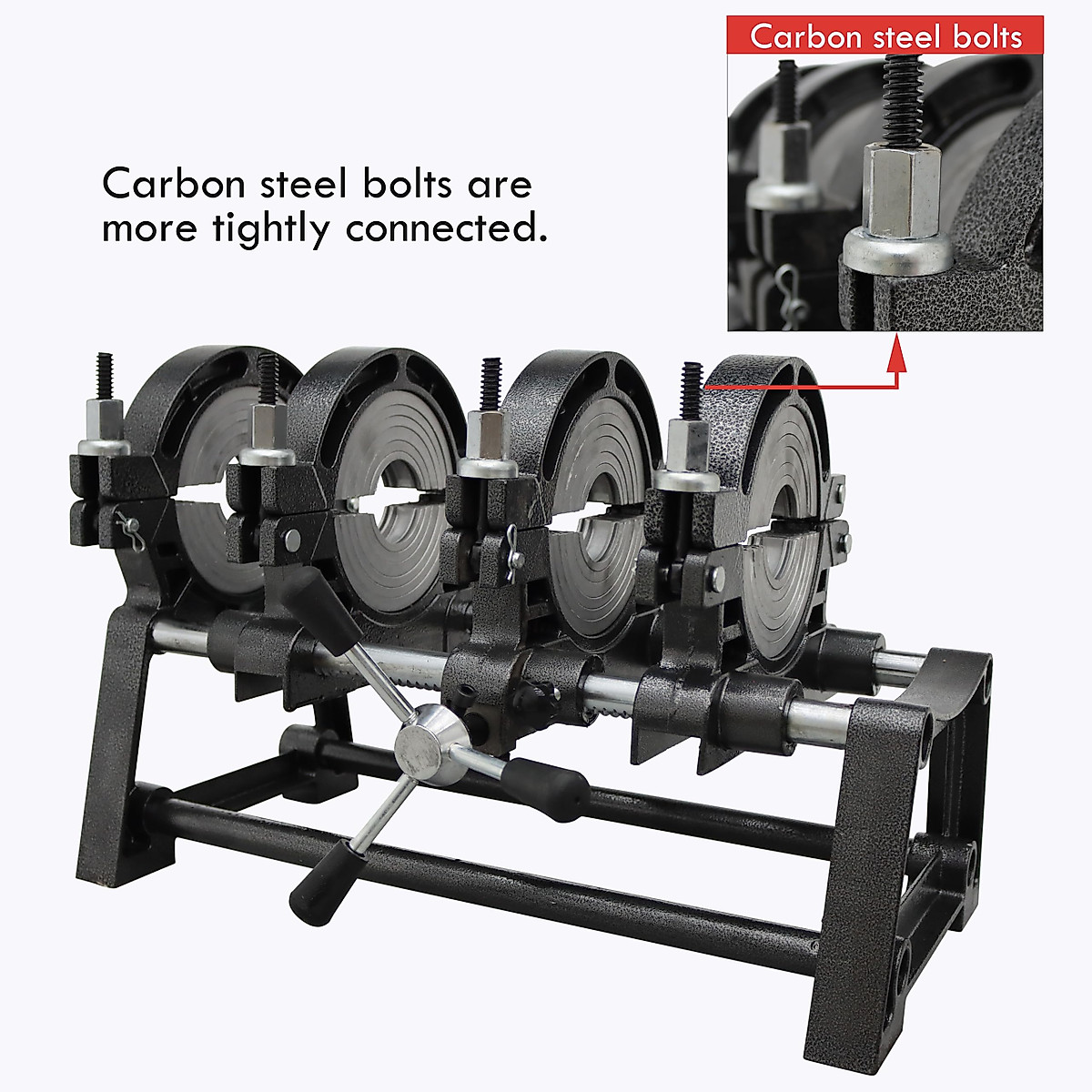 TECHTONGDA Manual Pipe Welder Electric Tube Butt Fusion Machine Pipe Welding Machine Hot Melt Solder for PE PP PB PVDF PPR (2.48"-6.30" four clamps)