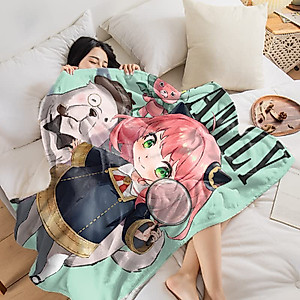 Spy x Family Throw Blanket 50x40 inch,Japanese Anime Fleece Blanket,Anya Forger Fleece Blanket,spyfamily yor Blankets,Ultra Soft Anime Throw Blanket for Couch,A