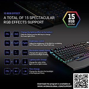 WIZMAX Keyboard ZK1 Professional Wired Mechanical Gaming Keyboard, Kailh Box Linear Switches, RGB, Detachable Magnetic Palm Rest, Multimedia Keys, Volume Control Wheel, Aluminum Top (104 Keys, Black)