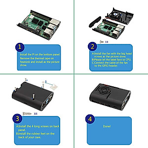 Raspberry Pi 4 Case, MazerPi Raspberry Pi Case with Cooling Fan, Raspberry Pi 4 Heatsink for Raspberry Pi 4 Model B, Pi 4B, Pi 4