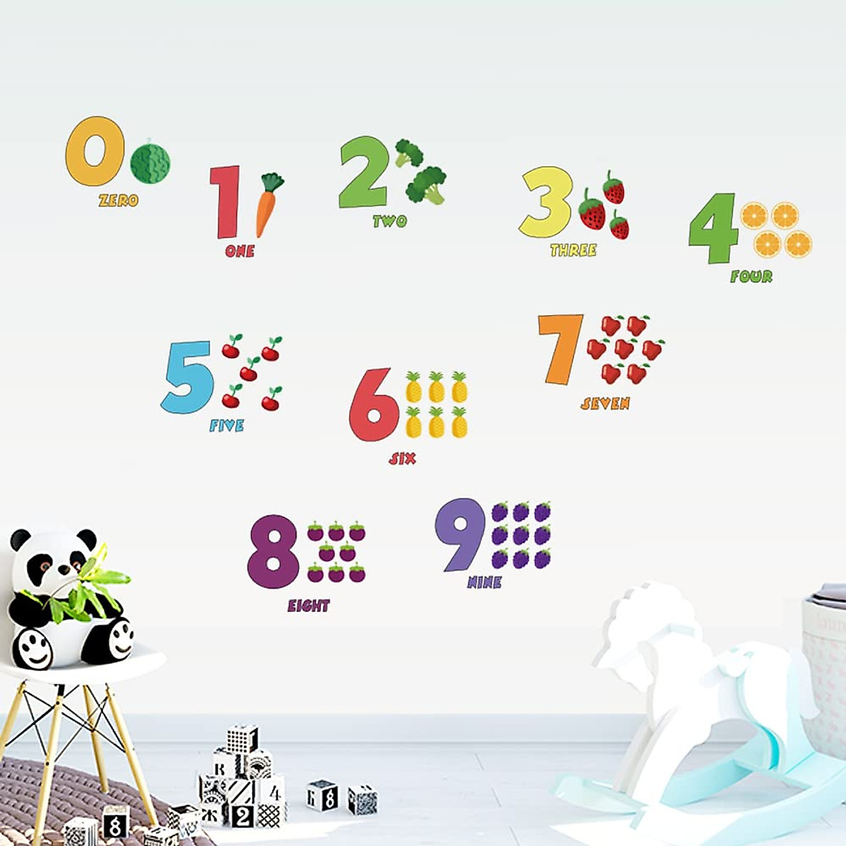 Chilfamy Numbers Wall Stickers for Kids Room, Number 0-9 Wall Decals, Removable Educational Learning Wall Stickers for Nursery, Baby Room, Home Kitchen Living Room Decorations