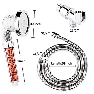 Shower Head High Pressure Filter Filtration Handheld Showerheads with Hose and Bracket,Water Saving 3 Mode Function Shower Heads for Dry Hair & Skin