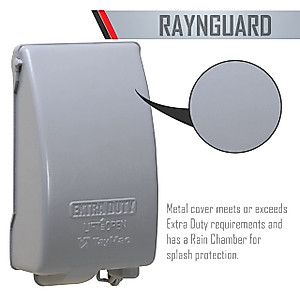 Hubbell-Bell MX4280S 1-Gang Extra Duty Expandable In-Use Cover, Weatherproof Metal Low Profile 8-in-1, 3.5 in. Deep, Vertical, Gray