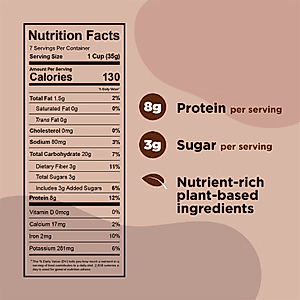 Plant-Based and Vegan Breakfast Cereal by Three Wishes - Cocoa, 1 Pack - More Protein and Less Sugar Snack - Gluten-Free, Grain-Free - Non-GMO