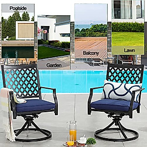 LOKATSE HOME Patio Swivel Set of 6 Dining Chair Metal Bistro Set with Cushion, 6Pcs, Blue