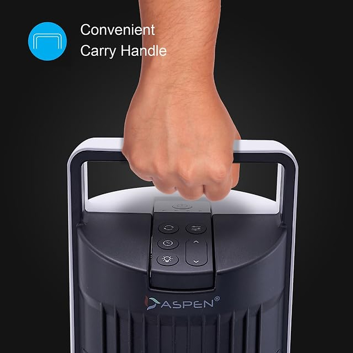 Aspen 40" Washable Tower Fan with Oscillating Tower Fan - Easy Wash Design, 3 Color Nightlight, 4 Speeds, 4 Timers, Magnetic RF Remote - Cooling Fans for Bedroom, Home Office, and Living Room