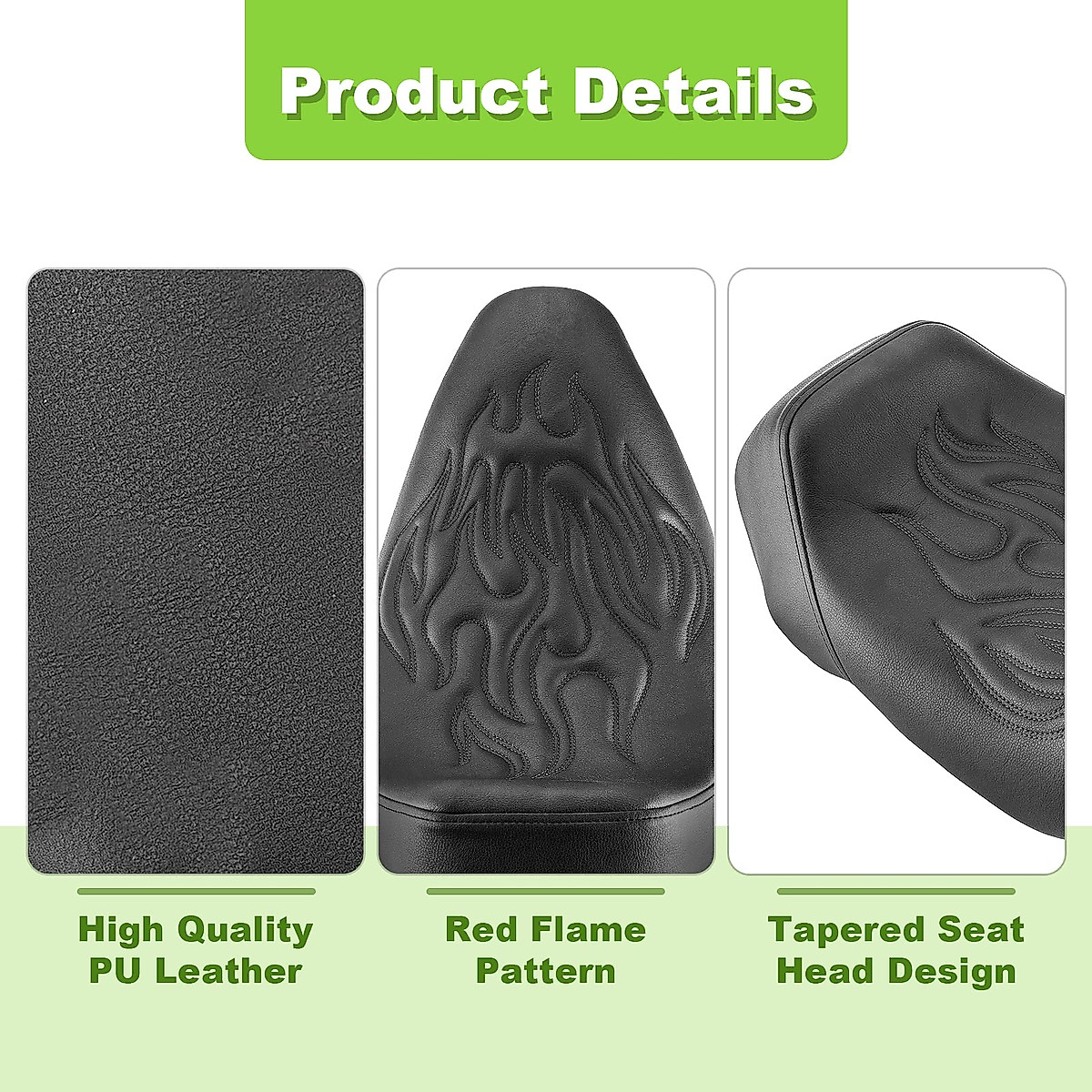 Mofun Solo Driver Seat Compatible with Harley Touring Street Road Electra Glide Road King Bagger Dresser, Black Flame 2008-2023, Double Row