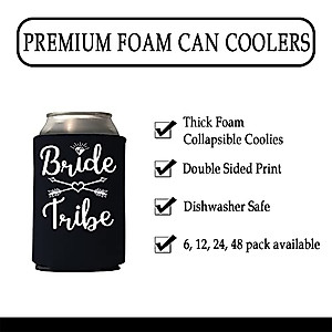 Veracco Bride and Bride Tribe Drinking Team Can Coolie Holder Bachelor Party Wedding Favors Gift For Groom Groomsmans Proposal (White/Black, 12)
