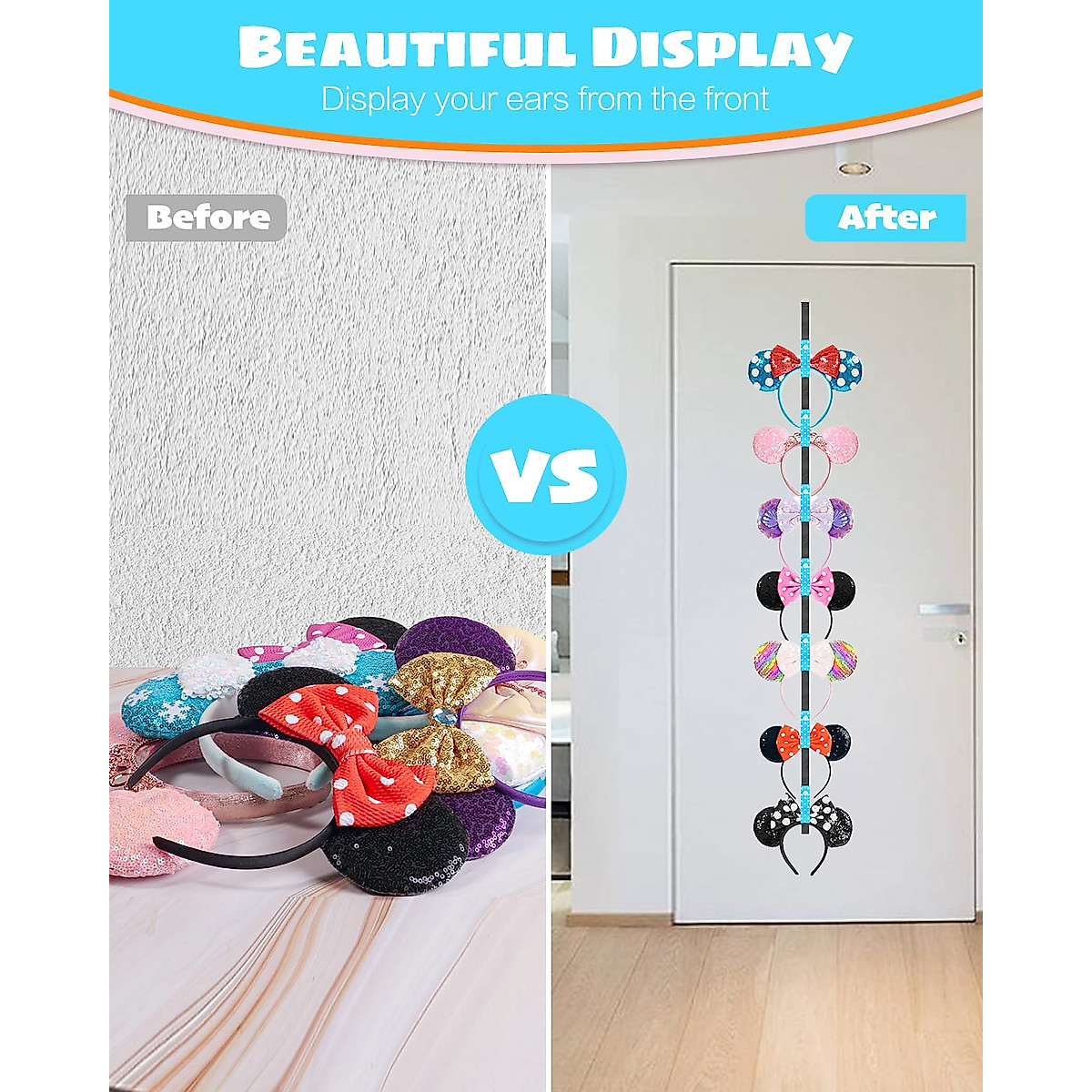 Gocasmus 3Pcs Mouse Ear Headband Holder - Mouse Ear Organizer & Display Stand