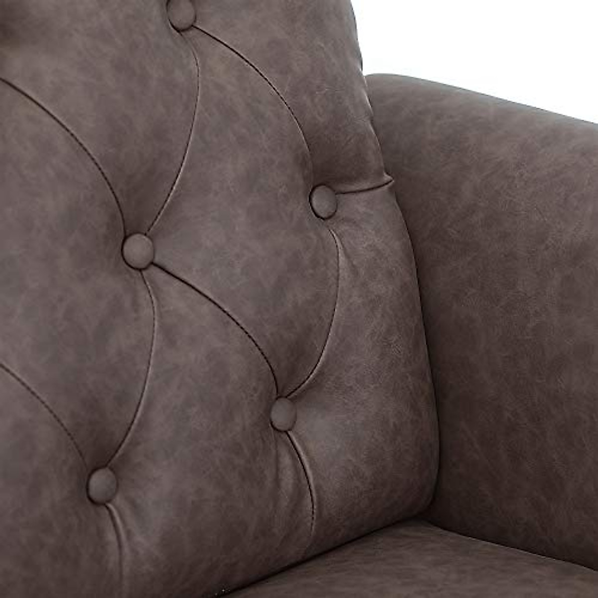 Furinno Bastia Vintage Modern Chesterfield Button Tufted Loveseat/Sofa Couch for Living Room, Brown Faux Leather