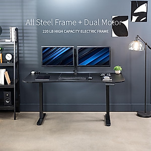 VIVO Electric Dual Motor Height Adjustable 63 x 32 inch Stand Up Desk, Complete Active Workstation, 3 Part Table Top, Black Frame, Memory Controller, DESK-KIT-E2B1B