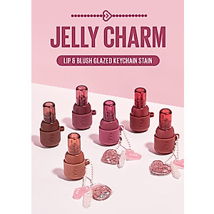 Kaja Blush - Cheeky Stamp, 04 Feisty, 0.17 Oz + Lip & Blush Glazed Keychain Stain - Jelly Charm 02 Squeeze Guava Bundle
