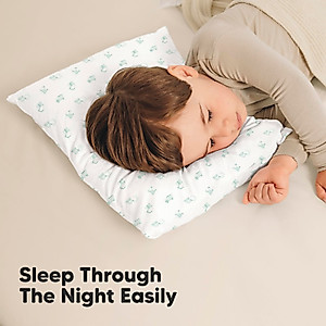 KeaBabies 2-Pack Toddler Pillow 13x18 - Soft Organic Cotton Kids Travel Bed Pillows for Sleeping, School, Nap, Machine Washable, Toddlers 2 to 5, Pillowcase Sold Separately (Excavator)