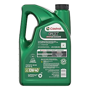 Castrol GTX High Mileage 10W-40 Synthetic Blend Motor Oil, 5 Quarts