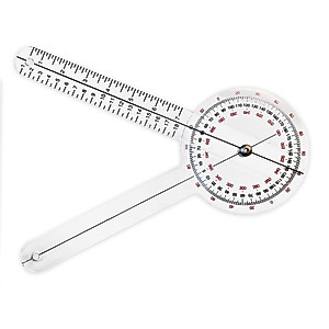Rehabilitation Advantage 12" Plastic Goniometer 360 Degree ISOM, Clear