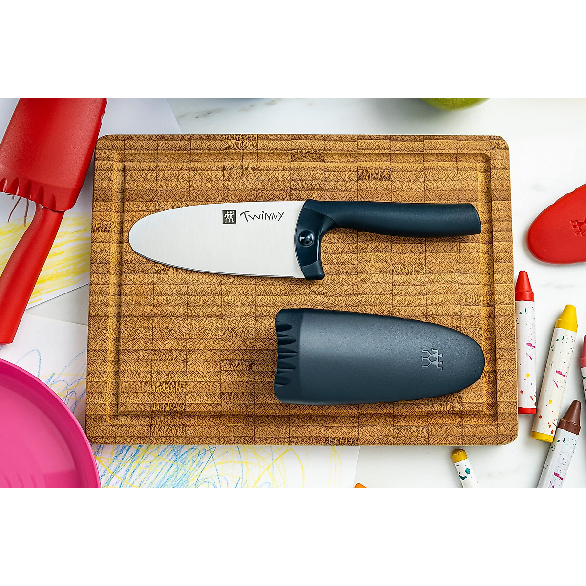 ZWILLING Twinny Stainless Steel Children's Chef's Knife, 10cm, Rounded Blade, Child-Friendly Design, Plastic Handle, Blue