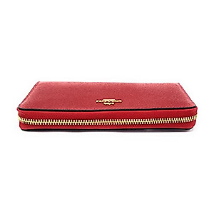 Coach Women's Long Zip Around Wallet (Crossgrain Leather, Gold - 1941 Red)