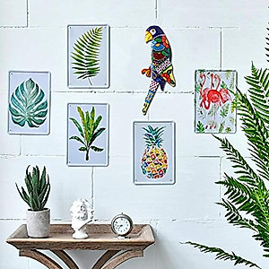 Zcaukya Wall Decor Hanging for Indoor Outdoor Home Bedroom Office Garden (Parrot Blue)
