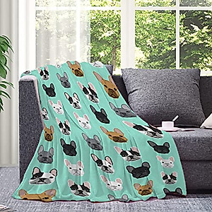 Lynnezilla French Bulldog Faces Pattern Throw Blanket | Flannel Fleece Ultra Soft Bedding Quilt Home Decor | Lightweight Soft Cozy Luxury Blanket for All Season Extra Small 40x30in for Pets