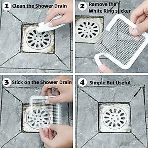 Shower Drain Hair Catcher Mesh Stickers - 2024 New Strong Adhesive Drain Cover Hair Collector, Disposable Shower Drain Hair Catcher Mesh Stickers for Bathtub Kitchen Sink (50PCS)