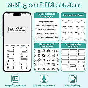 Label Maker - Thermal Smart Mini Label Printer Machine - COLORWING D30 Bluetooth Wireless Portable Labeling Printer, Compatible with iOS & Android (USB Rechargeable)