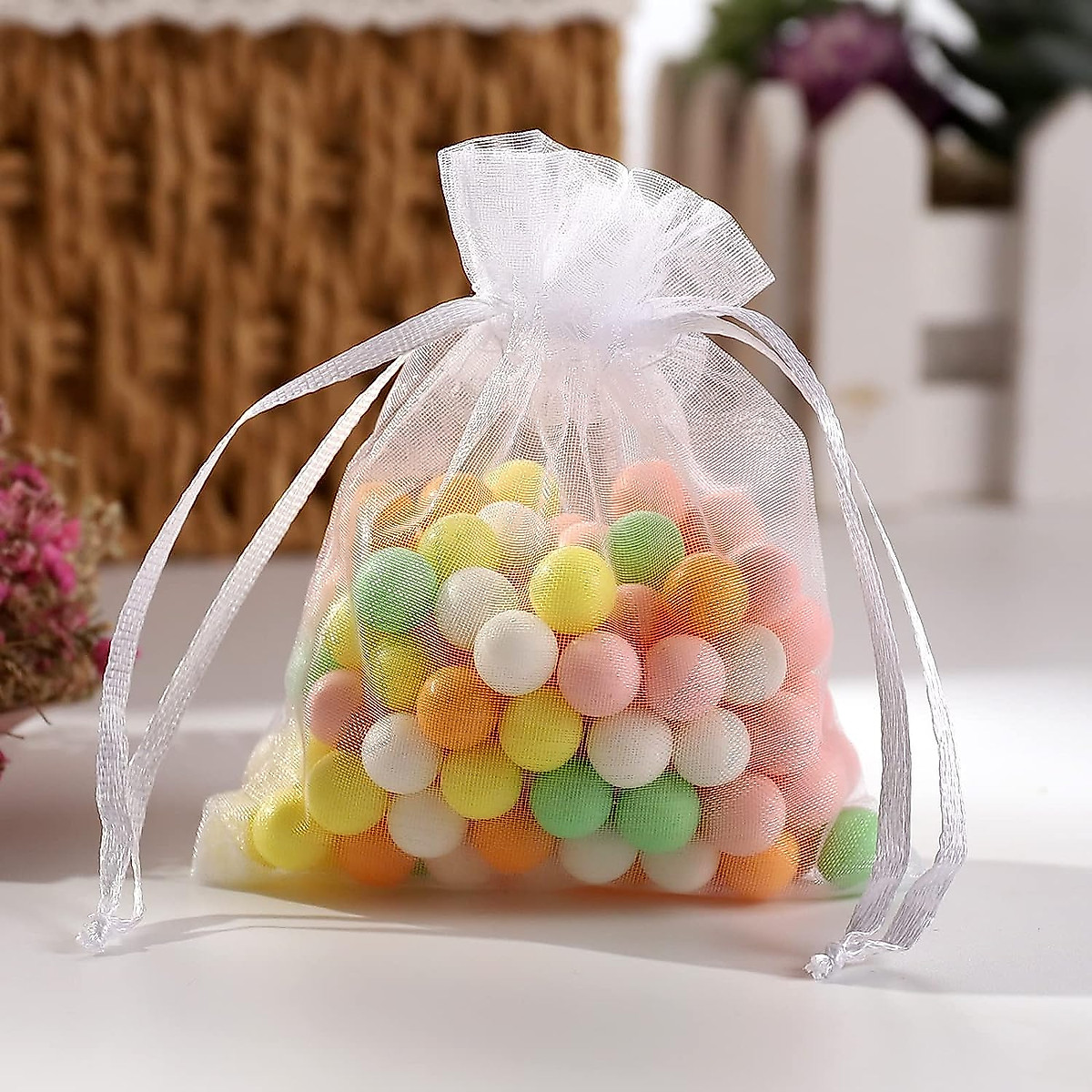 ENNIYU Mini Sheer Organza Gift Bags, 2x3 Breathable Storage Bag with Drawstring, Mesh Bags for Wedding Favor Party Pouch, Jewelry, Festival, Makeup, Christmas Candy