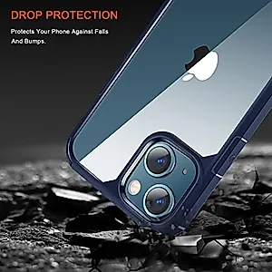 TENDLIN Compatible with iPhone 13 Mini Case Crystal Clear Hard Back Soft Bumper Protective Case (Blue)