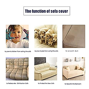 IMYOGI High Stretch Sofa Covers 1 2 3 4 Seater Sofa Cover Solid Color Stretch Sofa Slipcovers Stylish Machine Washable Anti Slip Furniture Protector for Living Room -blue-1-4 Seater(235-300cm)