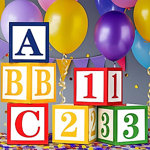 Letter Boxes for Party Celebration Supplies ABC Block Theme Decorations Balloon Alphabet for Back to School Graduation Birthday Baby Shower Toy Inspire Story Supply Nursery Game Favor Centerpieces