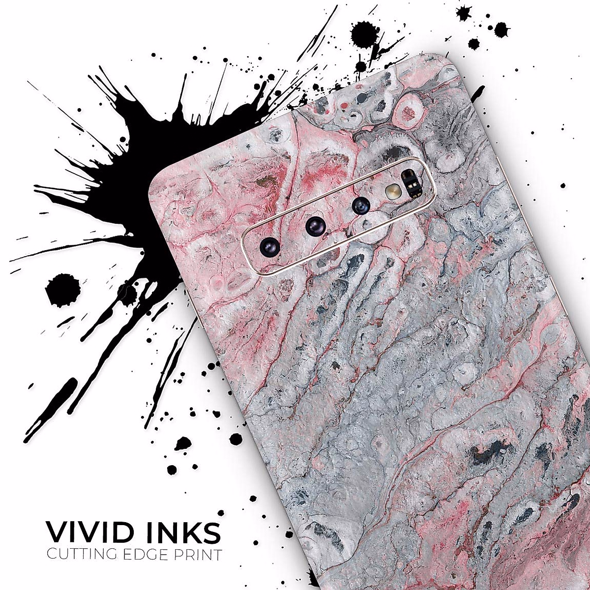 DesignSkinz Abstract Wet Paint Subtle Pink and Gray Protective Vinyl Decal Wrap Skin Cover Compatible with The Samsung Galaxy S20 (Screen Trim & Back Glass Skin)