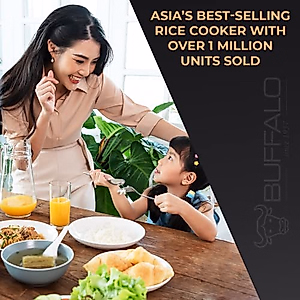 Buffalo Classic Rice Cooker with Clad Stainless Steel Inner Pot (5 cups) - Electric Rice Cooker for White/Brown Rice, Grain - Easy-to-clean, Non-Toxic & Non-Stick, Auto Warmer