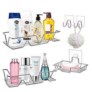 Diesisa Shower Shelves, 5 Pack Shower Organizer with Soap holder, No Drill Shower Shelf For Inside Shower With Adhesive Shower Caddy Organizers for Toilet Bathroom Dorm Kitchen