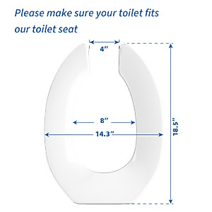 Commercial Heavy Duty Open Front Toilet Seat Without Cover, Thickened Material, Never Loosen, ELONGATED, White (18.5”), 1-Pack