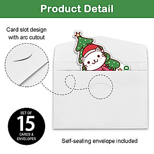 REWIDPARTY Christmas Tree Shaped Fill-in Invitations with Envelopes（Set of 15） Christmas Birthday Party Invitations for Kids Adults Christmas Cookie Swap Party Invites Christmas Party Supplies