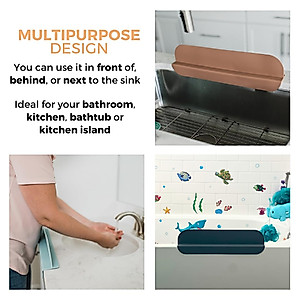 Dreamroo Silicone Sink Splash Guard and Edge Protector - suction cup base for kitchen, bathroom and island sinks (Light Gray)