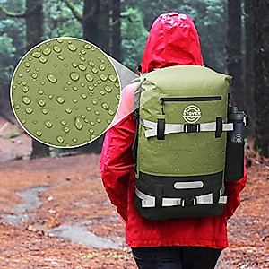 STOVER Waterproof Dry Bag Backpack 35L for Kayaking, Heavy Duty Roll-Top Closure Floating Bag with Front Pocket and Reflective Strip for Outdoor Water Activities (Green)