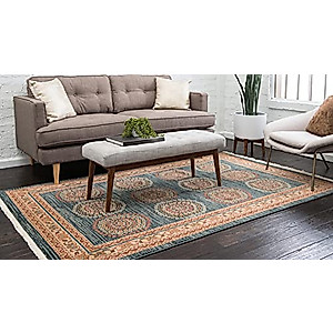 Rugs.com Kashkuli Gabbeh Collection Rug – 7' x 10' Blue Medium Rug Perfect for Bedrooms, Dining Rooms, Living Rooms